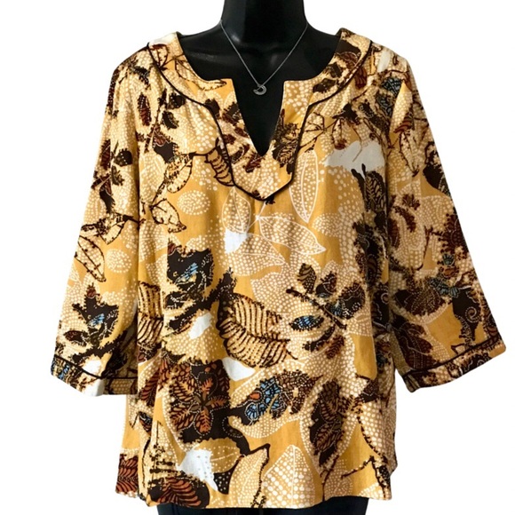 Robert Louis | Tops | Resort Wear Batik Linen Blend Shirt Malaysian ...